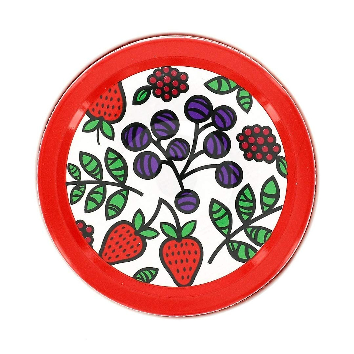 Mason Jar Lids - Decorative Canning Caps Fit Regular Mouth Mason Jars - Fruit Design - Pack of 6