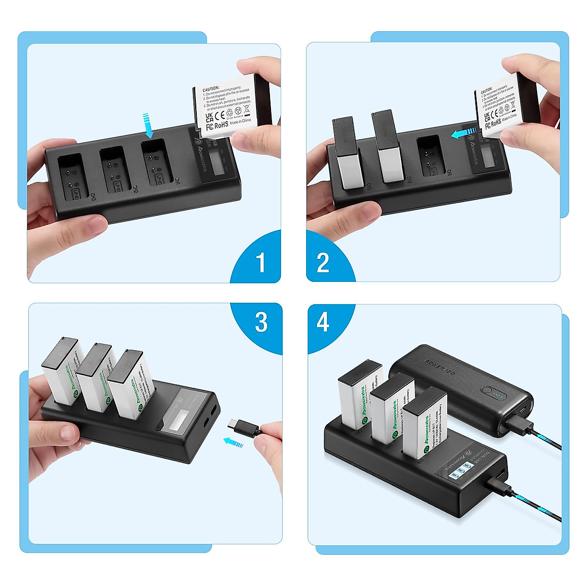 Powerextra 3 Pack LP-E17 Battery and Charger Compatible with Canon LP E17 and Canon Rebel SL2 SL3 T6i T6s T7i M3 M5 M6 200D 77D 750D 760D 800D 8000D KISS X8i