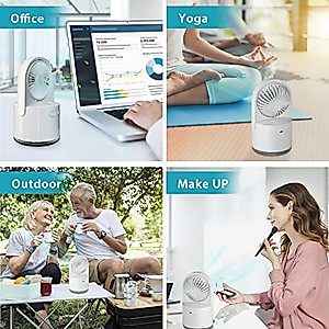 Desk Misting Fan Personal Table Fan with 300ML Large Water Tank Portable Misting Fan with 3 Speed Strong Wind USB Rechargeable Cooling Mister Fan 7 Colorful Nightlights for Home, Office, Outdoor