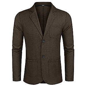 COOFANDY Men's Casual Blazers Slim Fit Sport Coats Lightweight Two Button Suit Jackets Brown