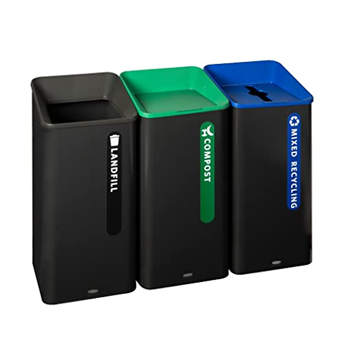 Rubbermaid Commercial Products Sustain Mixed Recycling Trash Can, 23-Gallon, Blue, Indoor/Outdoor Garbage Bin with Nested Lid for Office/Mall/School/Stadium