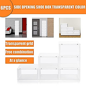 Yunge 6PCS/SET Shoe Storage Boxes Shoe Organizer With Magnetic Door Transparent