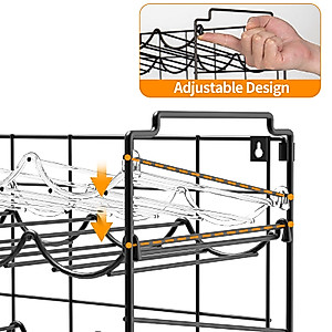 AULEDIO Adjustable Water Bottle Organizer, 4 Tier Stackable Bottle Organizer, Wall-Mounted Water Bottle Holder, Water Bottle Storage for Countertop, Cabinet, Kitchen, Brone