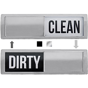 Gorilla Grip Clean and Dirty Dishwasher Magnet Sign, Optional Adhesive, Magnetic Kitchen Decor, Easy Read, Non-Scratch, Heavy Duty Shutter Slide Magnets for Dish Washer, Home Accessories, 7x2, Silver