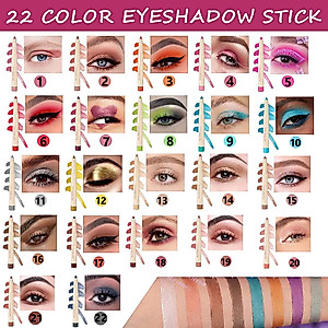 SAUBZEAN Eyeshadow Pencil Makeup, Waterproof Hypoallergenic Long Lasting Crayon, Highlighter Matte Cream Eye Shadow Stick, Glitter Primer Palette Shimmer Eyeliner Pen, Blue Grey