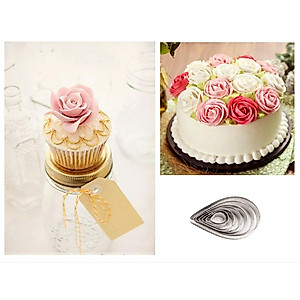 OKUBOX BT02 7pcs/set Stainless Steel Rose Petal Cake Cookie Cutter Mold Pastry Baking Mould Tear Drop Cutter Set