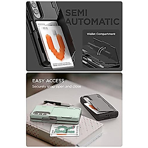 VRS DESIGN Terra Guard Modern GO S Phone Case for Galaxy Z Fold 4 5G (2022), Premium Modern Neat Style Hinge Protection Card Case with S Pen Compartment (Matte Black/Renewed)