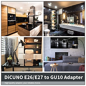 DiCUNO E26 to GU10 Adapter 160℃ Heat Resistant Maximum Wattage 200W E26 Standard Medium Base to GU10 Pin Base Socket Converter E26 Adapter (2-Pack)