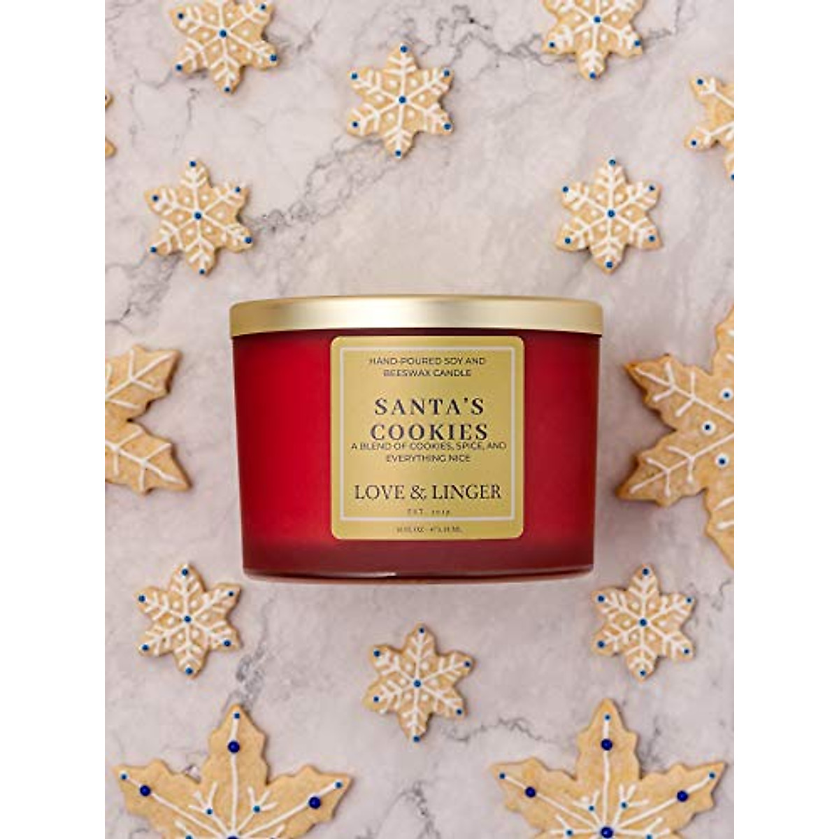 Holiday Candles | Christmas Scented Candles | Luxury Soy & Beeswax Candles for Home | 16 oz. Large Jar Candle | Gingerbread Christmas Cookie Candle | Christmas Candles