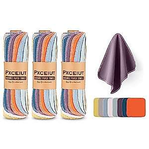 Reusable Paper Towels Washable Roll - Packs of 48 Kitchen Paperless Paper Towels - 10" x 10" Cotton Cloth Paper Towels, Super Soft, Absorbent, Zero Waste Alternative Napkins