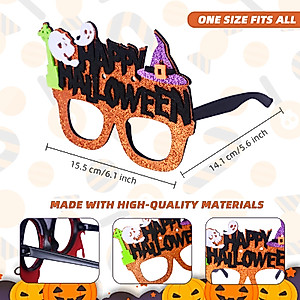 Mega-L 12Pcs Halloween Glasses, Halloween Party Favors Glitter Eyeglasses, Photo Booth Props for Women Adult Cosplay Costume Accessories Party Supplies Decorations Glasses with Pumpkin Spider Ghost