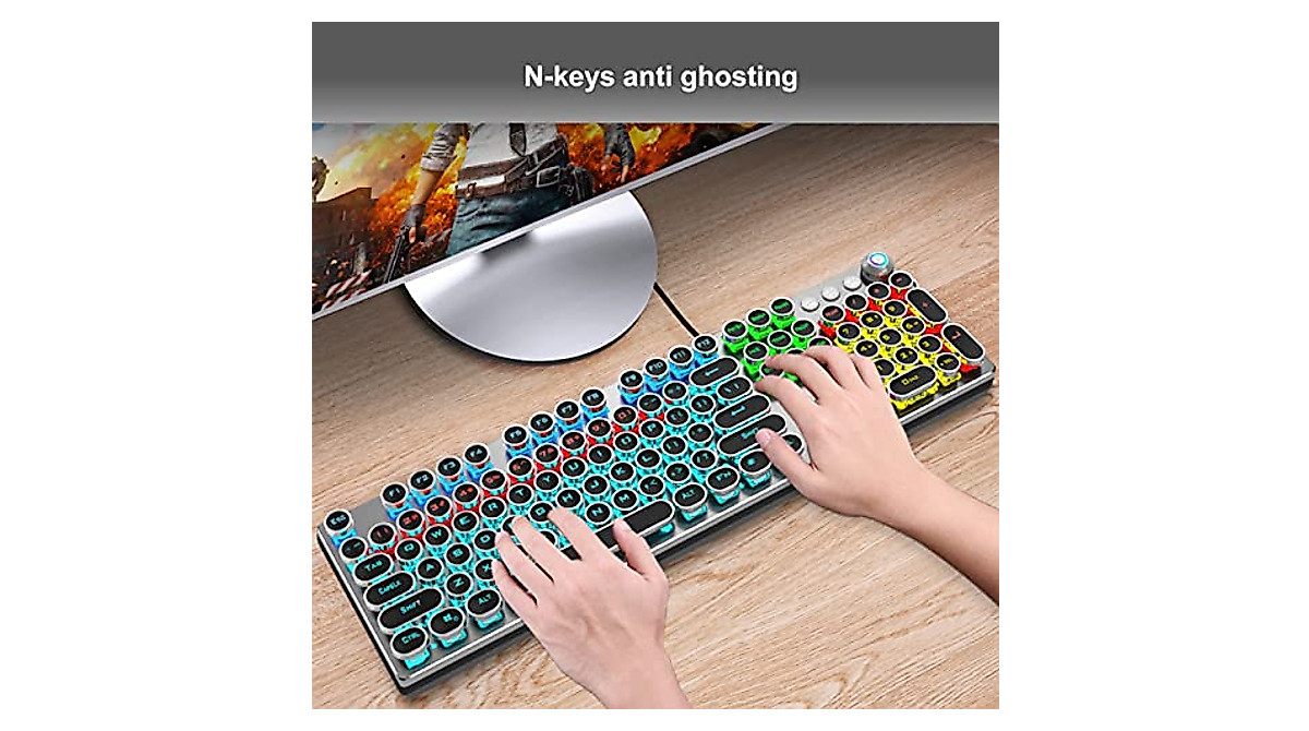 ZDawnn Typewriter Mechanical Gaming Keyboard - Retro Style