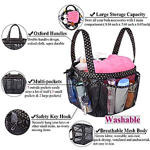 Haundry Mesh Shower Caddy Basket, Large College Dorm Bathroom Caddy Organizer with Key Hook and Oxford Handles, 8 Pockets, Hanging Portable Tote Bag for Camp Gym