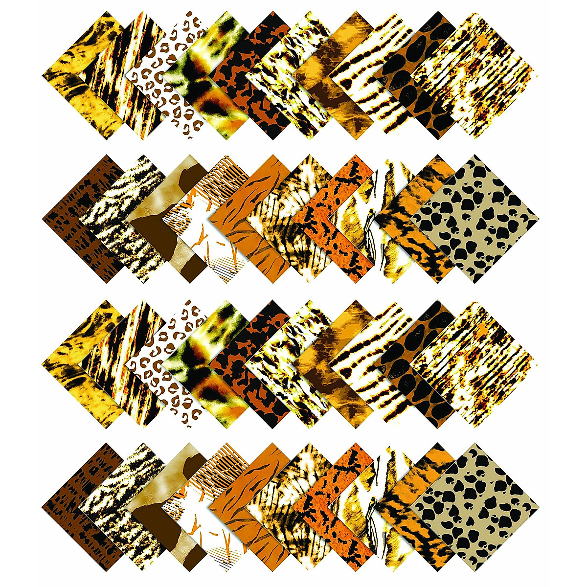 Soimoi 40Pcs Animals Print Cotton Precut Fabrics for Quilting Craft Strips 2.5x42inches Jelly Roll - Yellow