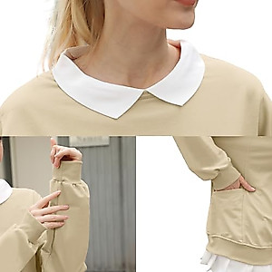 KIEKIECOO Cute Aesthetic Frog Sweatshirt for Teen Girls Kawaii Cartoon Graphic Hoodie Womens Preppy Cotton Pullover Sweaters(Apricot,Medium)