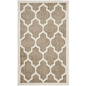 SAFAVIEH Amherst Collection 2'6" x 4' Wheat / Beige AMT420S Moroccan Trellis Non-Shedding Living Room Bedroom Accent Rug