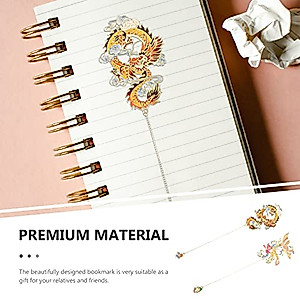 Sewroro Metal Bookmark with Chain: 2pcs Book Page Marker Decorative Book Mark with Chinese Mythology Figure Charm for Book Lover Graduation Gift