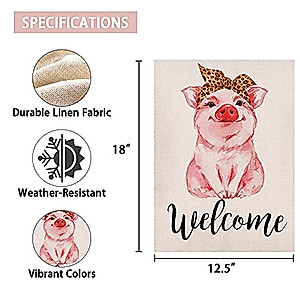 Welcome Summer Cheetah Bandana Pig Garden Flag Vertical Double Sized Home Holiday Party Yard Outdoor Decoration 12.5 x 18 Inch