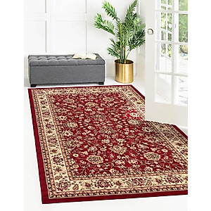 Rugs.com Yasmin Collection Rug – 6' x 9' Burgundy Medium Rug Perfect for Bedrooms, Dining Rooms, Living Rooms