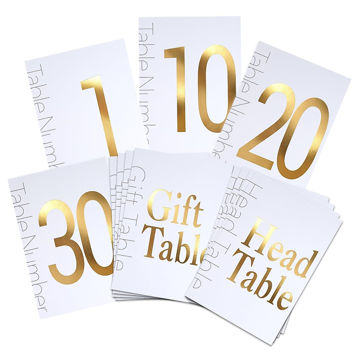 ElegaAura 32 Pcs Wedding Table Numbers, Gold Table Numbers for Wedding Reception, Double Sided Foil Number Cards 1-30 + Head & Gift Table, 4x6 in Table Signs for Restaurant, Baby Shower, Party, Event