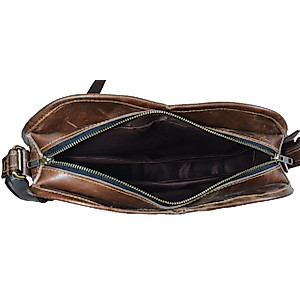 URBAN DEZIRE Women’s Handmade Genuine Buff Leather Messenger Cross-body Purse Shoulder Handbag (Brown, 12.5" L x 10" H x 3" W)