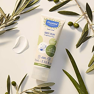 Mustela Baby Natural Diaper Cream - with Olive Oil, Aloe Vera & Sunflower Oil - Fragrance Free, Vegan & EWG Verified - 2.53 fl. oz.