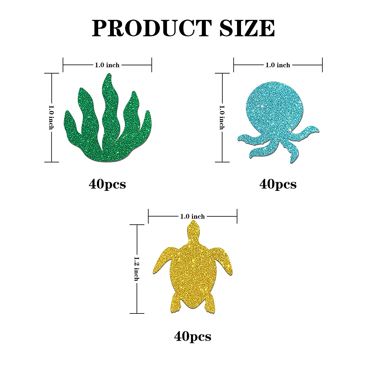 Ocean World Sea Animals Confetti Glitter, Birthday, Wedding Scatter Confetti, Under the Sea Octopus Turtle Seaweed Table Decorations Confetti, 120pcs