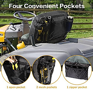 Terrete Tractor Seat Cover with Extra Waterproof Cover for 12.5”-14”H Seats, Riding Lawn Mower Seat Cover Medium Universal