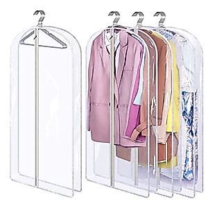 AOODA 40" Clear Garment Bags for Hanging Clothes Transparent Suit Bags for Closet Storage Coat Cover Protector for Sweater, Jacket, 4 Packs