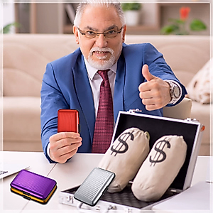 12 Pcs Aluminum Wallet Credit Cards Holder Multi Slim Rfid Blocking ID Credit Case Protector Metal Card Holder for Men Women(Black, Red, Purple, Rose, Silver, Gold)