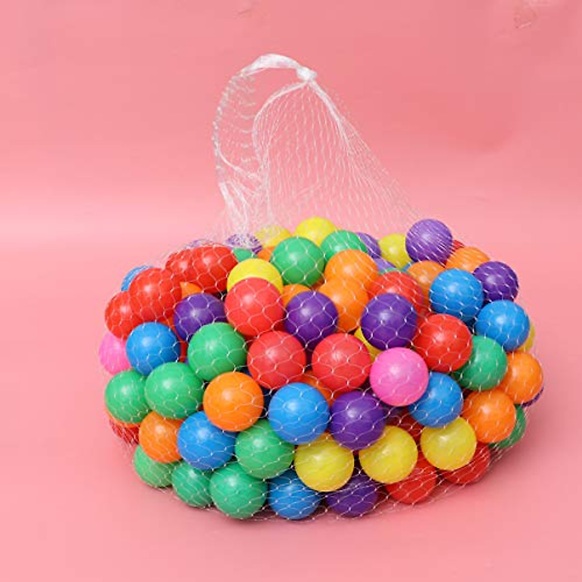 LIOOBO 200 Pcs Crush Proof Plastic Ball Colorful Ocean Ball Pool Play Balls for Baby Kids Toddlers (Macaron Mixed Color Mesh Bag Packing)