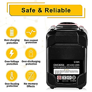 2PACK DSANKE CMCB204 6.0Ah 20V Lithium-ion Battery Replacement for Craftsman V20 Lithium Ion Battery CMCB204 CMCB204-2 CMCB202 CMCB202-2 CMCB201 Craftsman V20 Battery