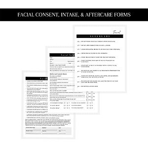 Facial Intake, Consent, and Aftercare Form | 75 Pack | 8.5 x 11" A1 Forms | Clients Signature | 25 Intake Forms, 25 Consent Forms, 25 Aftercare Forms | Minimalist Design