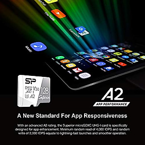 Silicon Power 128GB Superior Micro SDXC UHS-I (U3), V30 4K A2, High Speed MicroSD Card with Adapter