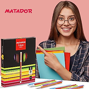 Matador i-teen Ballpen, Fine-Point (0.7 mm), Black Ink, A Trendy Elegant and Enchanting Design, Delivers Strong and Vivid Lines, 24 Counts
