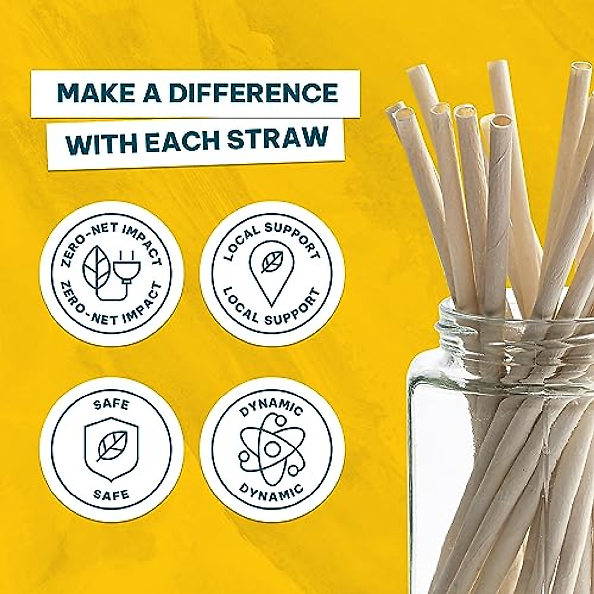 EQUO Coconut Straws, Disposable, Biodegradable, Compostable, and Plastic-Free Drinking Straws, Pack of 50, Standard