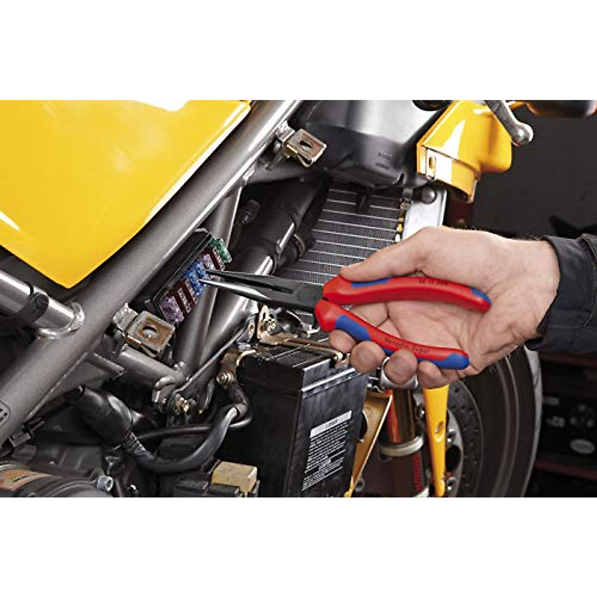 KNIPEX Tools - Long Nose Pliers With Cutter, Multi-Component (2612200), Multi-Colour, 8 inches