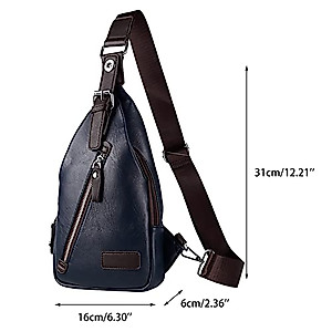 Mens Sling Bags Crossbody Man Women Outdoor Multifunctional Sling Backpack Leather Sling Bag Shoulder Bag For Men Large(3A-Blue,One Size)