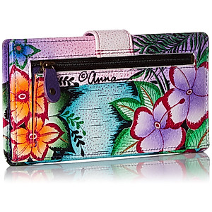 Anna by Anuschka Women’s Hand-Painted Genuine Leather Two Fold Wallet - Tropical Flamingos