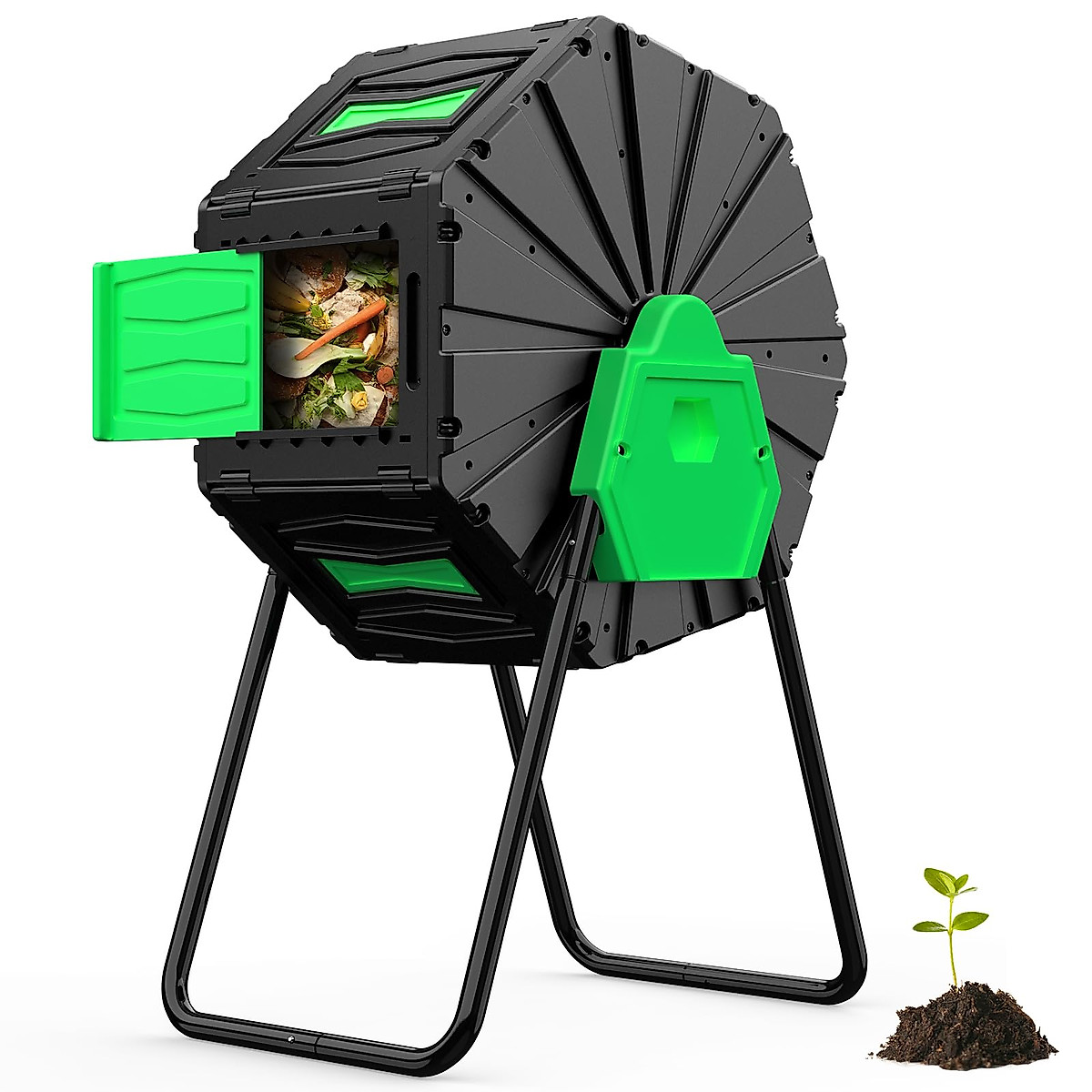 EFURDEN Compost Tumbler Outdoor Rotating Composter, with a Fast and Efficient Composting System for Garden, Kitchen, and Yard Waste (22.5 Gallon)