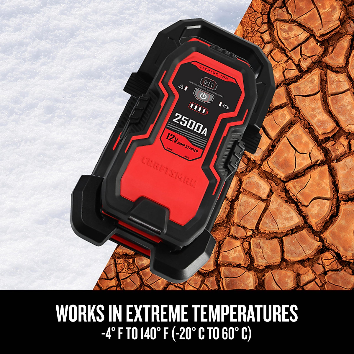 CRAFTSMAN 3-in-1 Lithium Jump Starter and Portable Power Pack, CMXCESM262 2500 Peak Amps, 12 Volts, 10.0L Gas, 8.0L Diesel Engines, for Motorcycles, Cars, SUV, Truck, and Boat Batteries