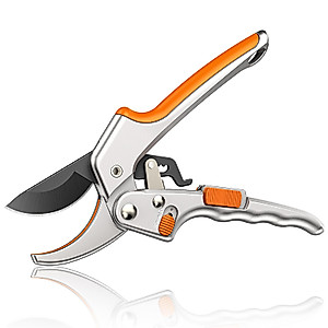 Pruning Shears, Kenossion Gardening Tools - Garden Shears with Ratchet Anvil, Professional Pruners for Gardening, Garden Clippers/Pruning Scissors with Stainless Steel Blades & Non-slip Handle