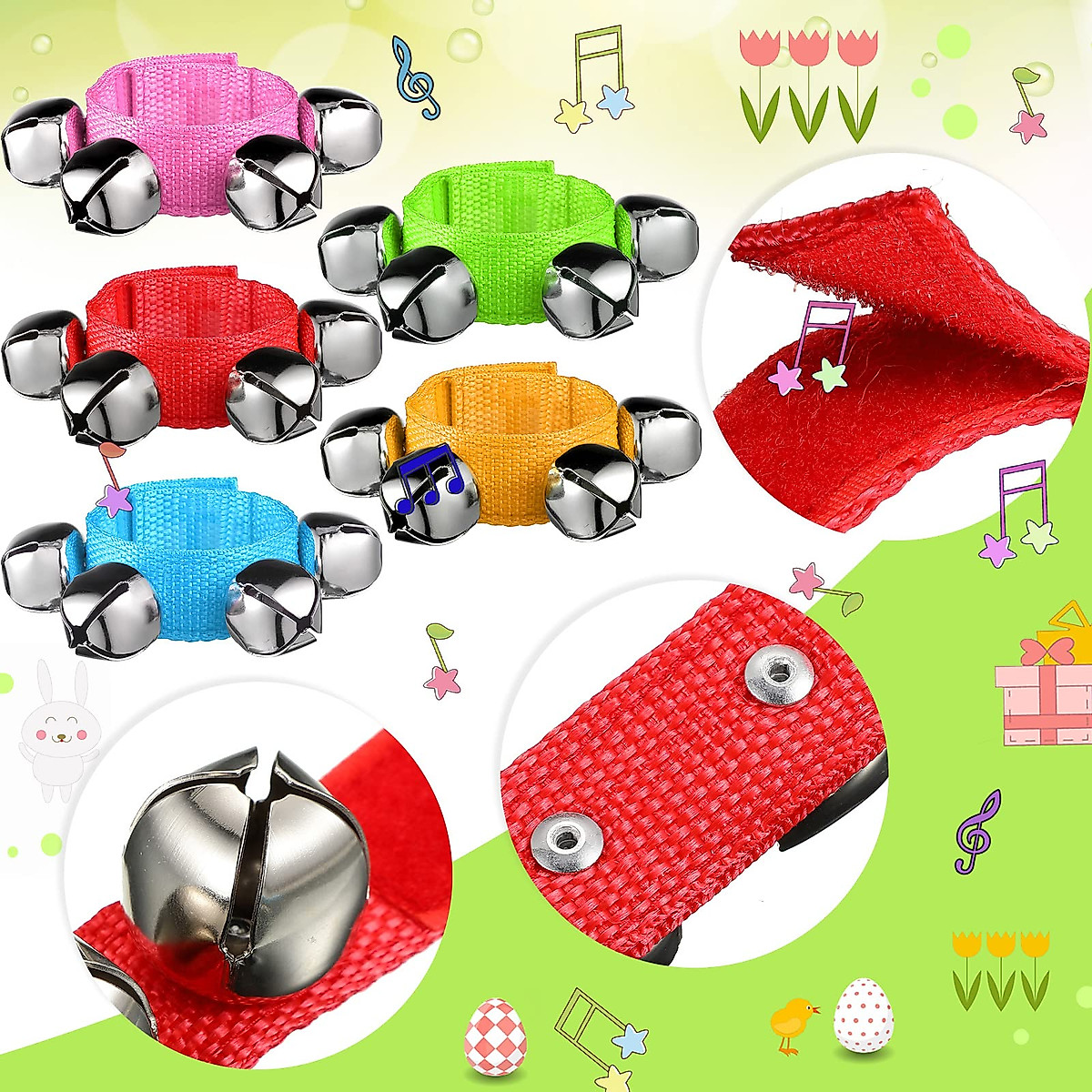 60 Pcs Shaker Musical Instruments Kids Music Party Favor Baby Learning Percussion Toy, Including 20 Pcs Wrist Hand Band Jingle Bells, 20 Pcs Egg Shakers and 20 Pcs Maracas Rattle Shaker Sand Hammers