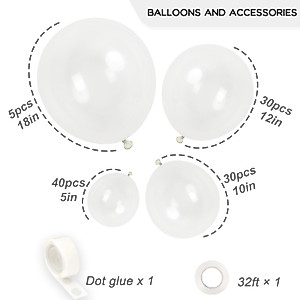 RUBFAC Clear Balloons Different Sizes 105pcs 5/10/12/18 Inch Transparent Balloon Garland Kit for Wedding Baby Shower Birthday Party Supplies Bridal Shower Decorations