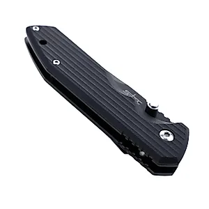 S-TEC G10 Handle Pocket Folding Knife with G10 Handle and Pocket Clip, 3.0 inch 440 Stainless Steel Blade, Thumb Stud, Smooth Nylon Pivot, 7.4 inch overall length, TS019 (Black)
