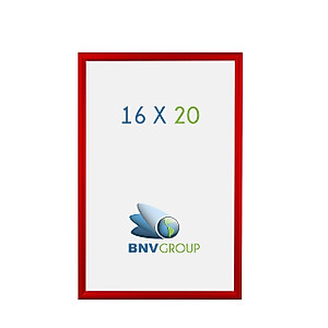 BNV Aluminum Front Load Snap Poster/Picture Frame, Red, 16x20 Inches, 1'' Profile, Wall Mounting, Portrait and Landscape Mode, Easy Installation, Anti-Glare, PVC Cover, Lightweight