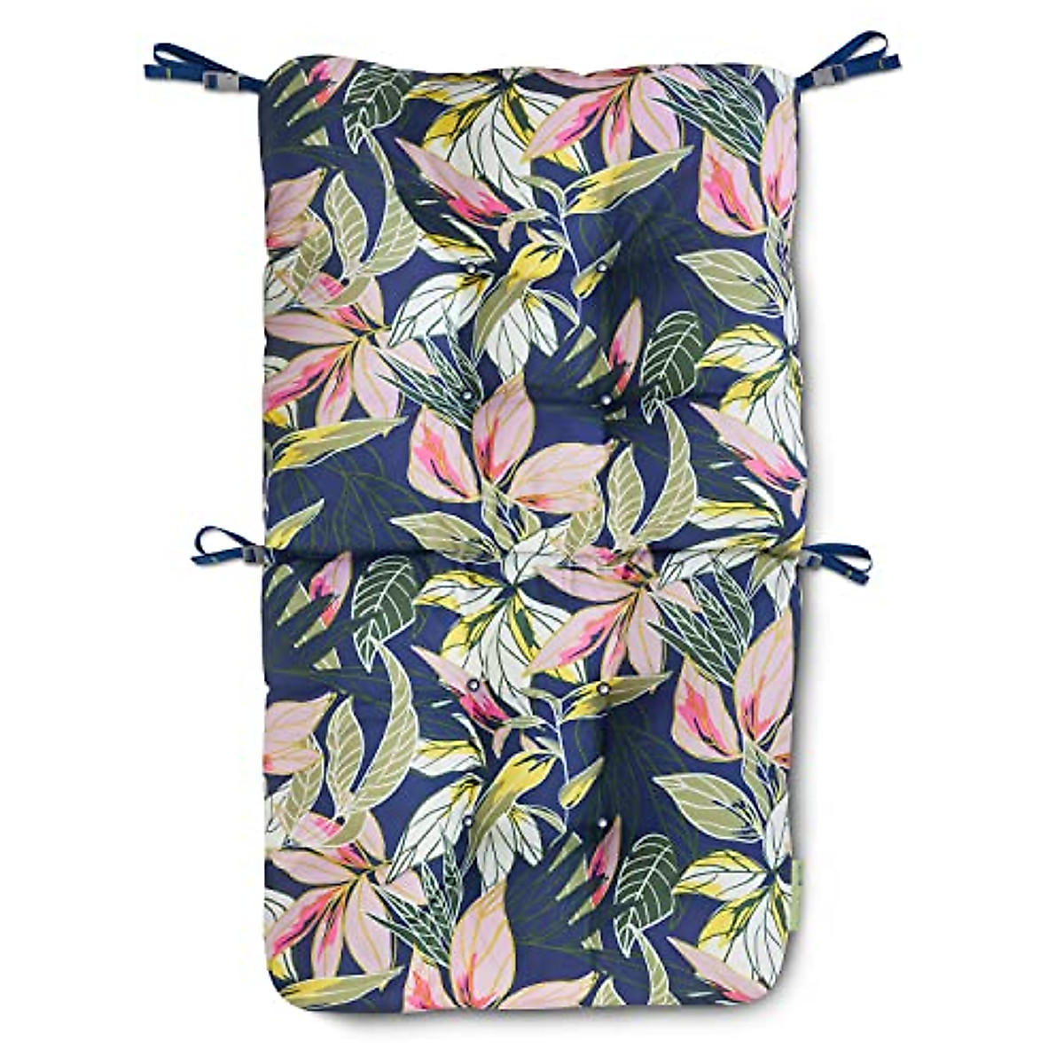 Vera Bradley by Classic Accessories Water-Resistant Patio Chair Cushion, 21 x 19 x 22.5 x 5 Inch, Rain Forest Leaves Blue, Seat Back Cushion