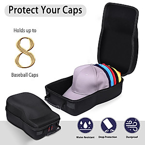 khanka Hard Storage Carrying Case Compatible with Baseball Caps This Organizer Holder Protects up to 8 Hats (Black)