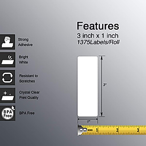 BETCKEY - 3" x 1" (76 mm x 25 mm) UPC Barcode & Address Labels Compatible with Zebra & Rollo Label Printer,Premium Adhesive & Perforated [16 Rolls, 22000 Labels]
