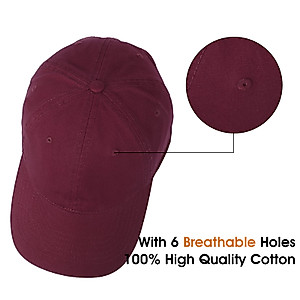kozinu Unisex Cotton Baseball Cap Plain Blank Dad Hat Adjustable Vintage Solid Hat